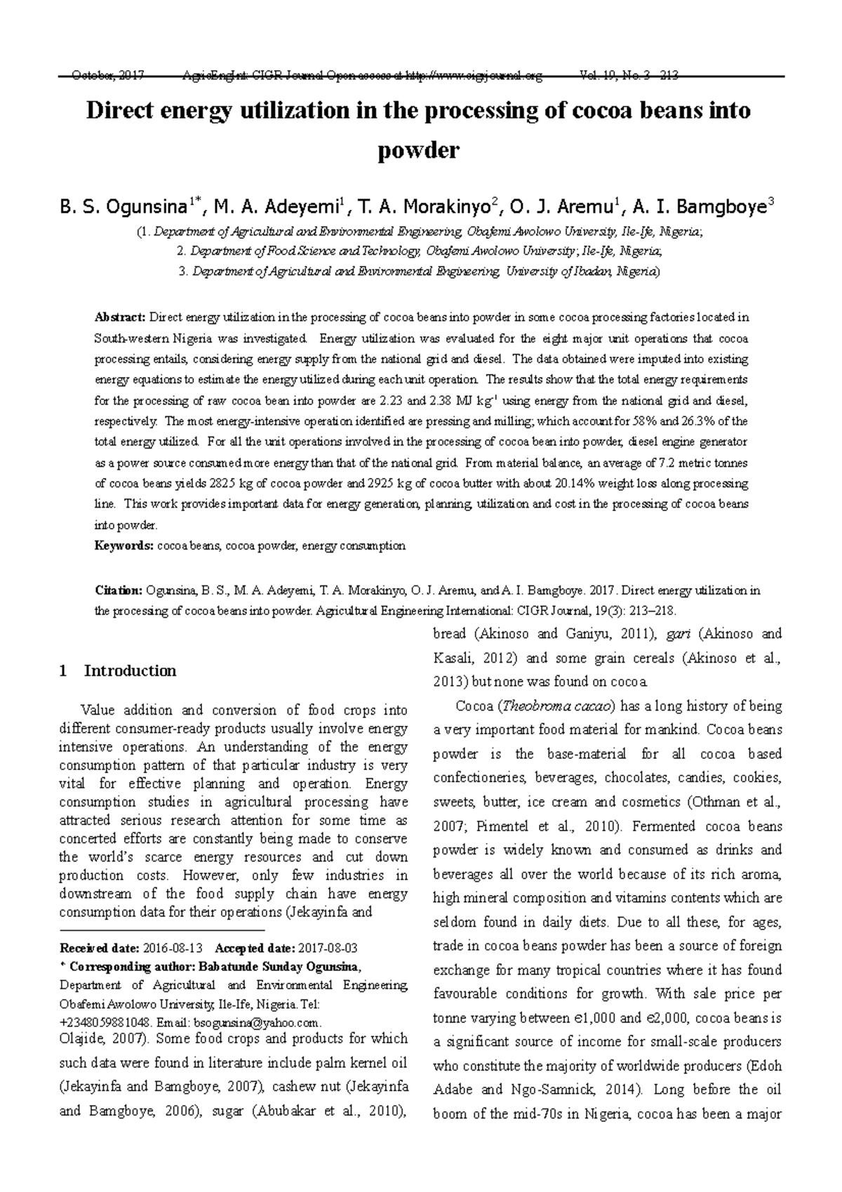 Cocoa%20Kayode,%20Atunwa%20et%20al - October, 2017 AgricEngInt: CIGR ...