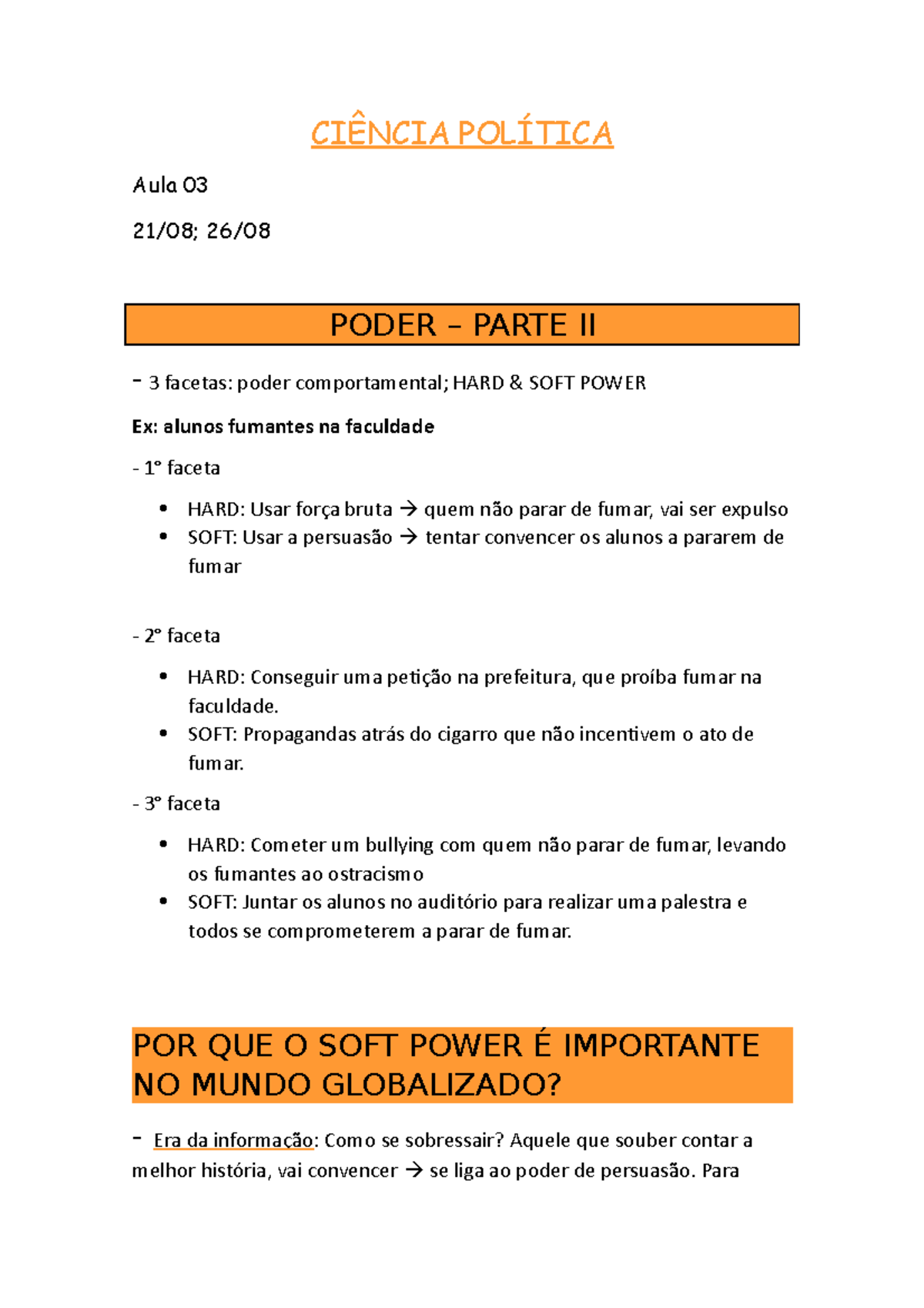 Aula sobre Poder - CIÊNCIA POLÍTICA Aula 03 21/08; 26/ PODER – PARTE II ...