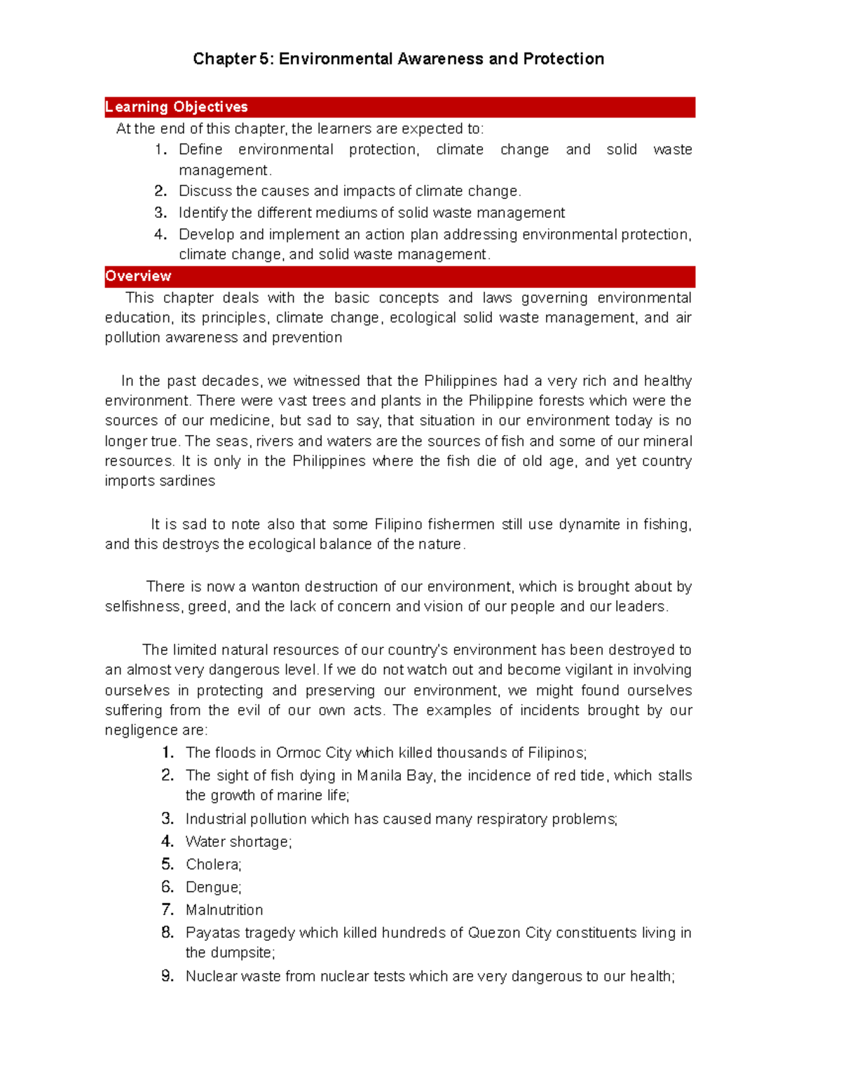 NSTP Module Chapter 5 - Chapter 5: Environmental Awareness and ...