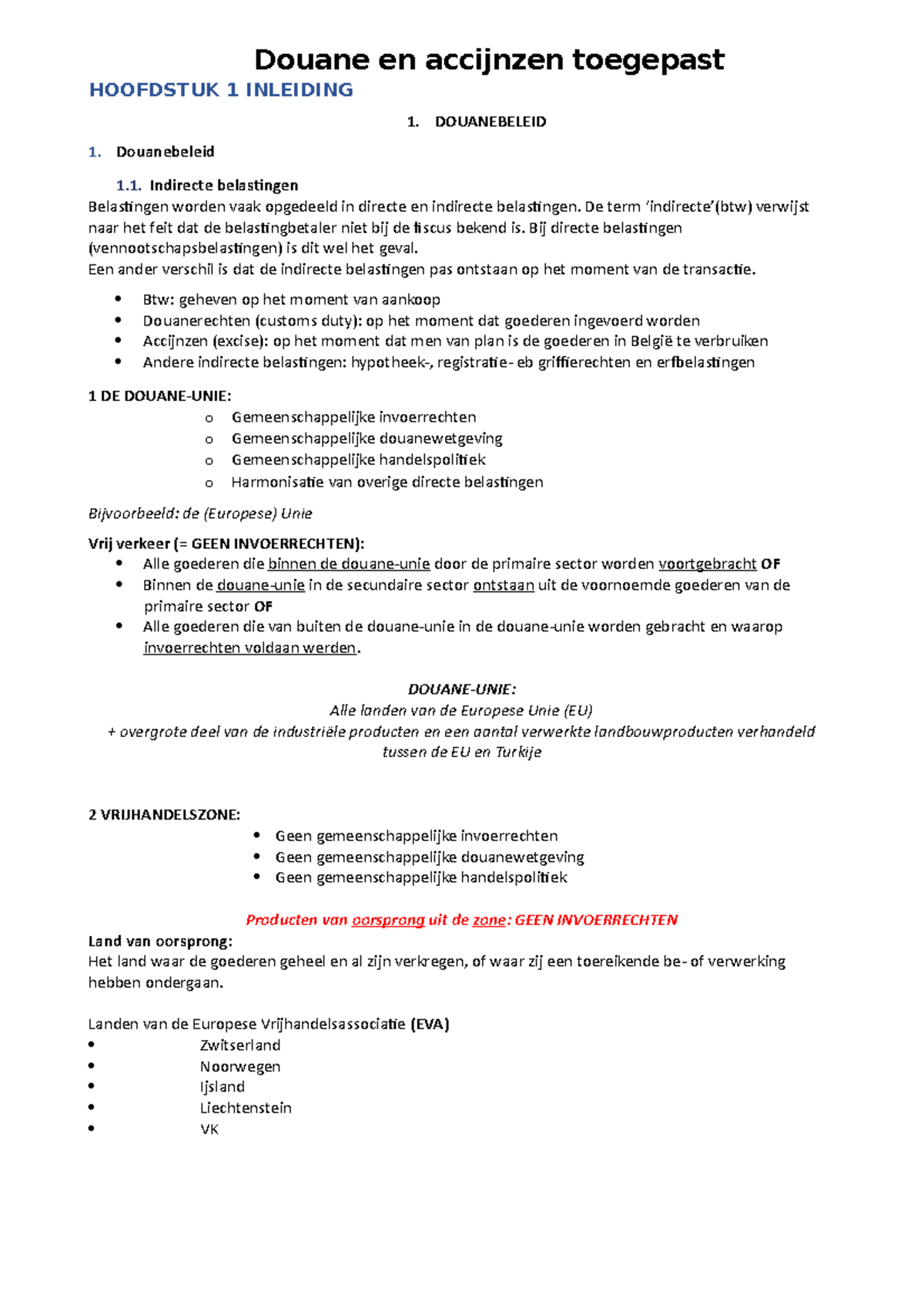 Douane 1 - Douane en accijnzen toegepast HOOFDSTUK 1 INLEIDING 1 ...