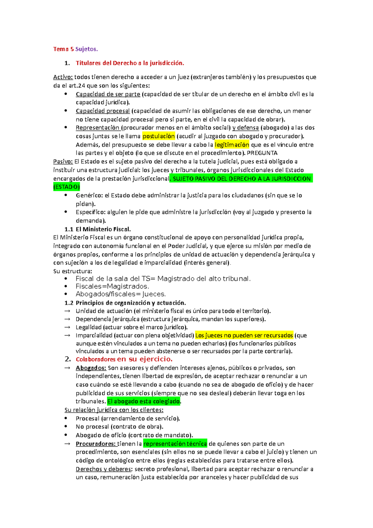 Tema 5 D - Tema 5 de Derecho Procesal de 1º de RRHH - Tema 5 Sujetos. 1 ...