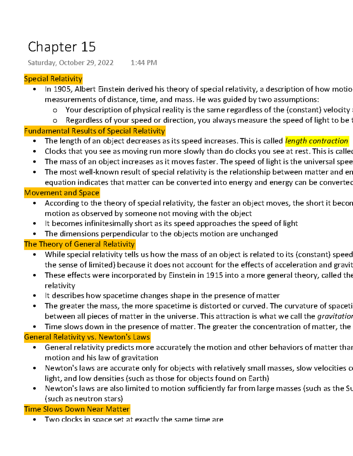 Chapter 15 - Lecture Professor Jason gilchrist - Special Relativity In ...