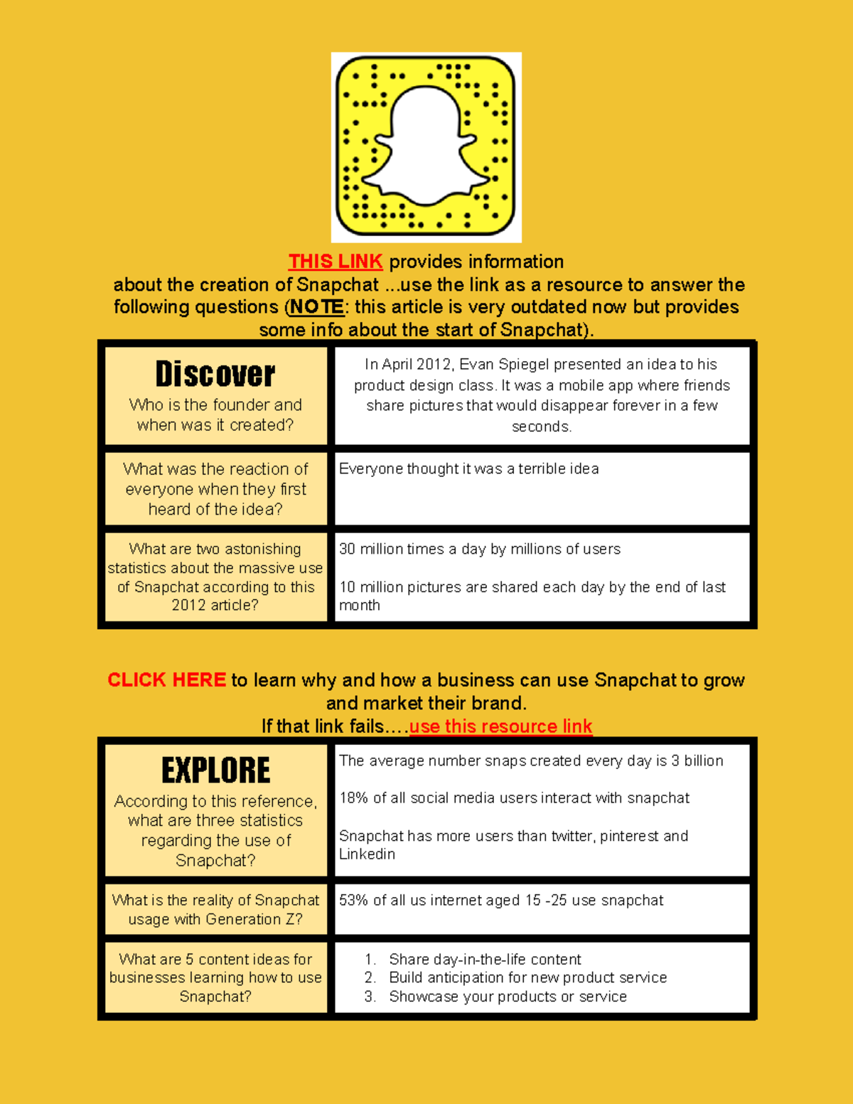 Copy of Copy of Snapchat Marketing - THIS LINK provides information ...