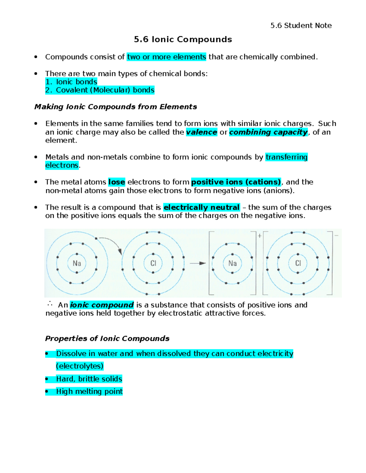 Ionic Compounds Writing formulas practice - 5 Student Note 5 Ionic ...