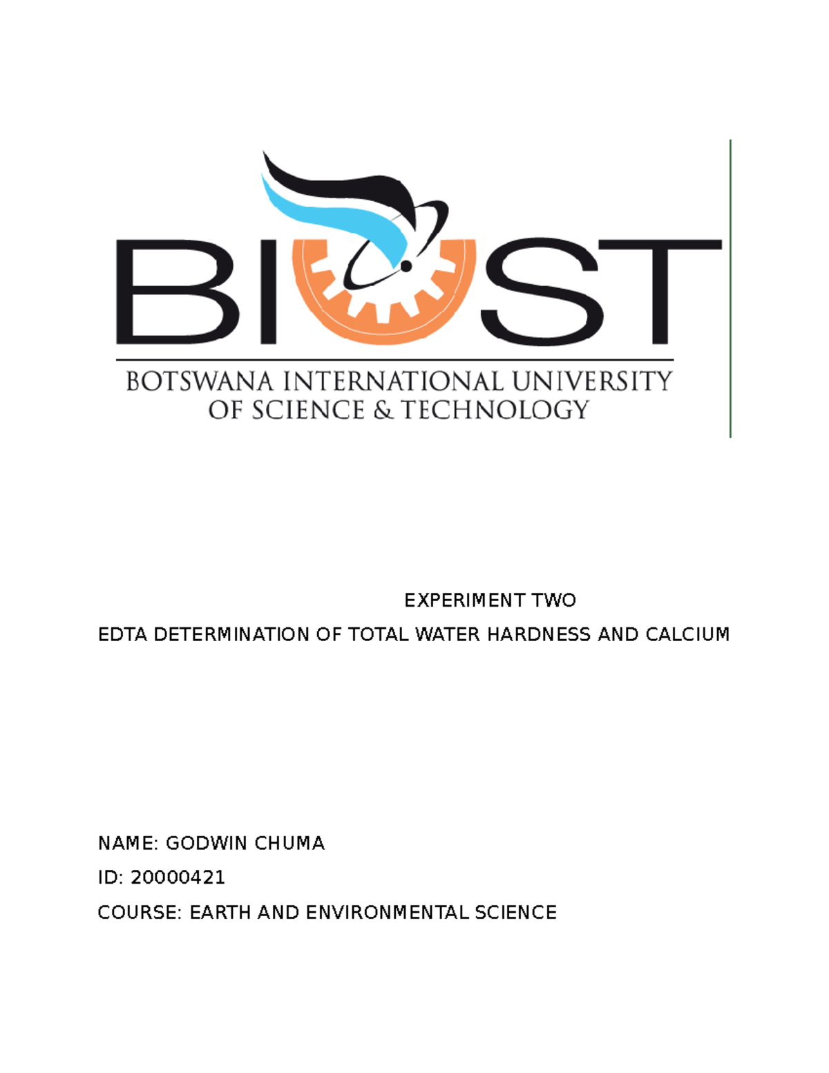 EXP 2 - DETAILED EXPLANATION OF THE EXPERIMENT - EXPERIMENT TWO EDTA ...