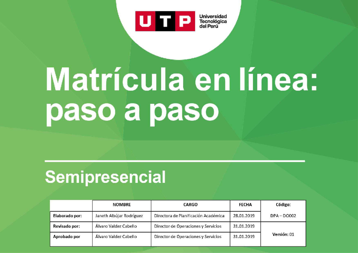 Guía de Matricula en Linea - Gestión Gerencial - UTP - Studocu