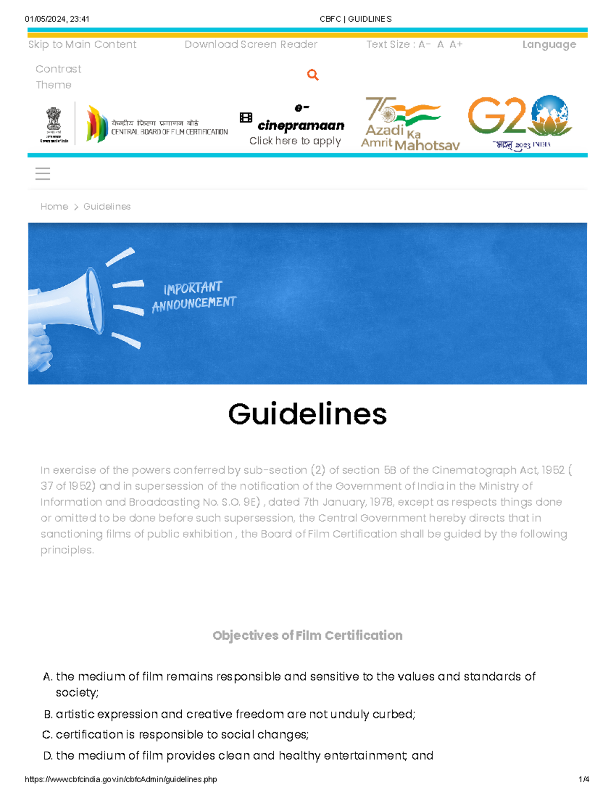 CBFC Guidelines - Notes - Skip to Main Content Download Screen Reader ...