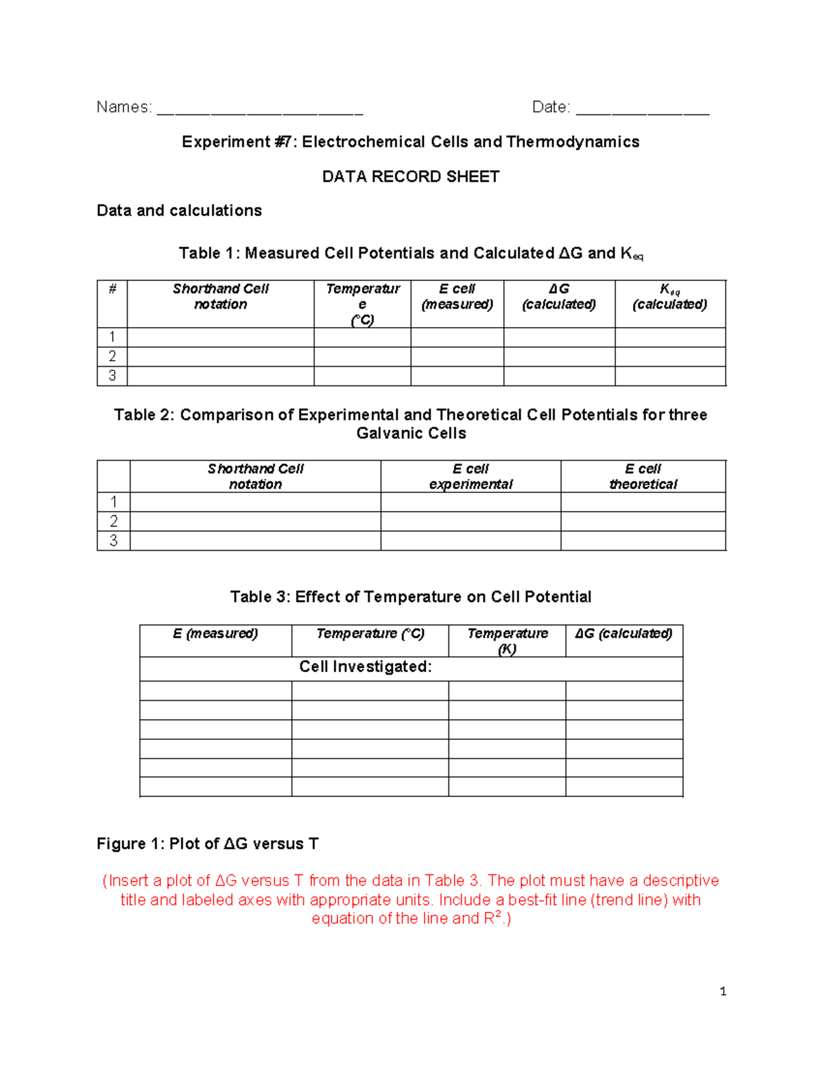 Chem 116 experiment 7 - Names: _______________________ Date ...