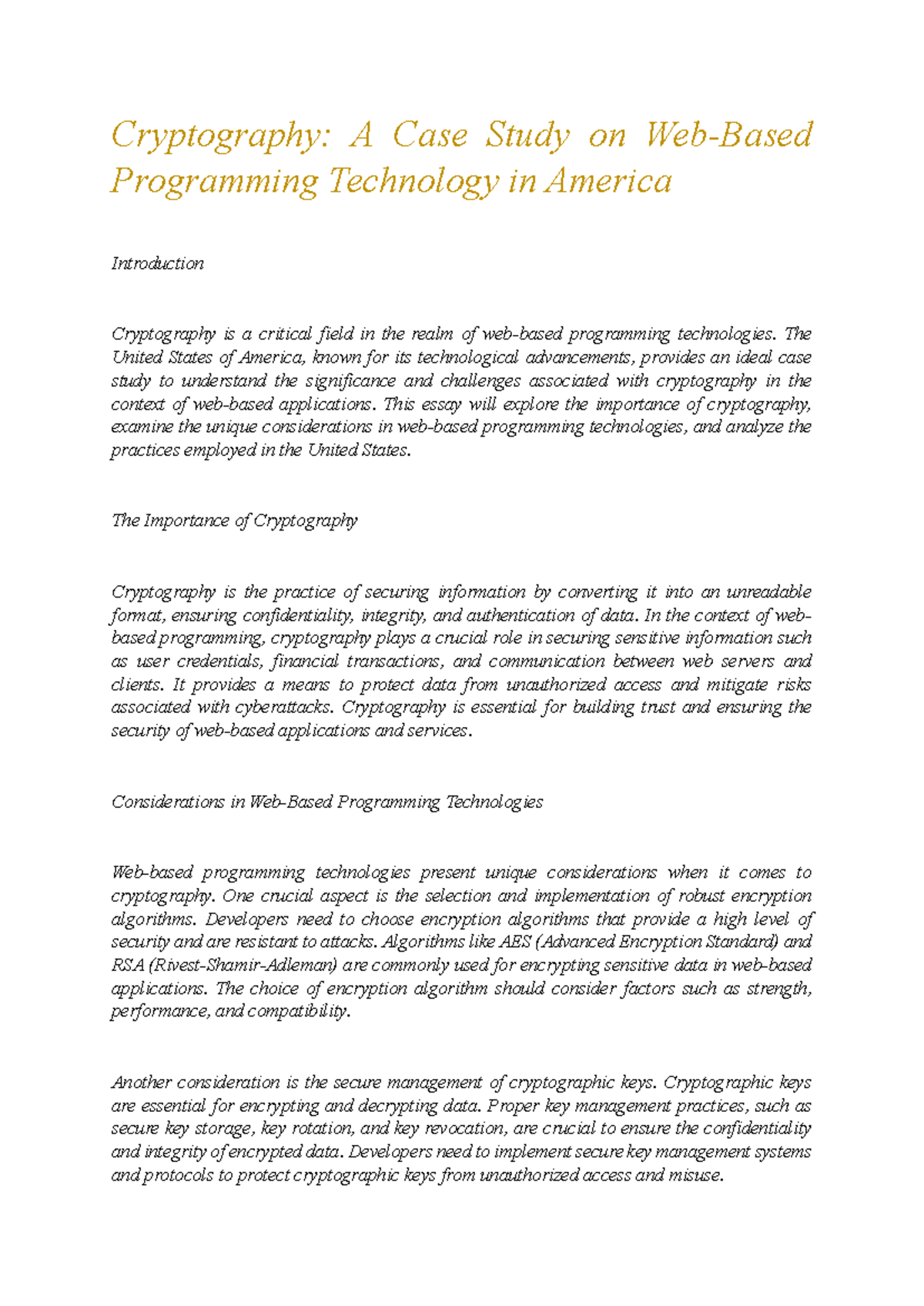 Cryptography A Case Study on Web Based Programming Technology in US 14 ...