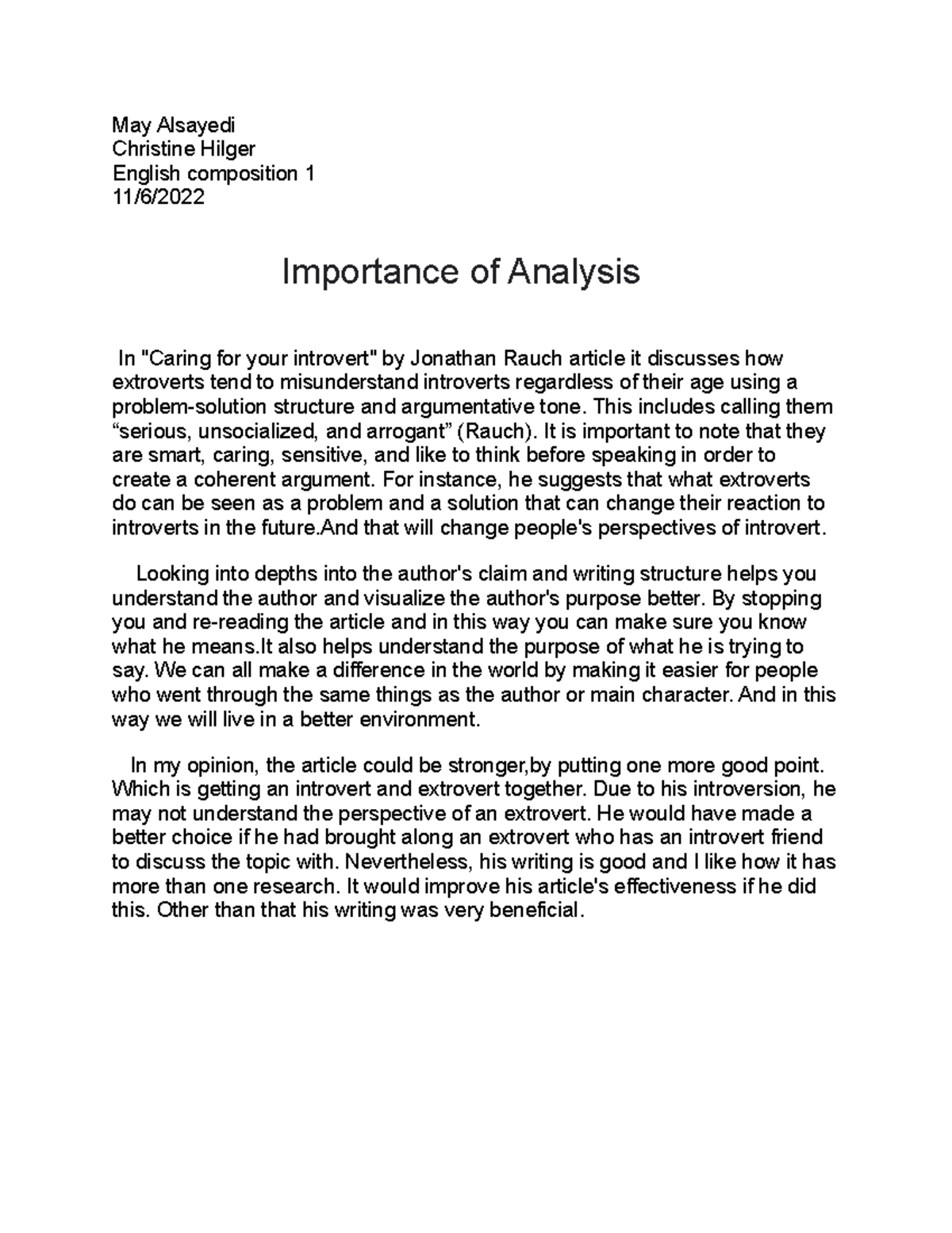 2-5 Importance of Analysis (1) - ENG122 - SNHU - Studocu