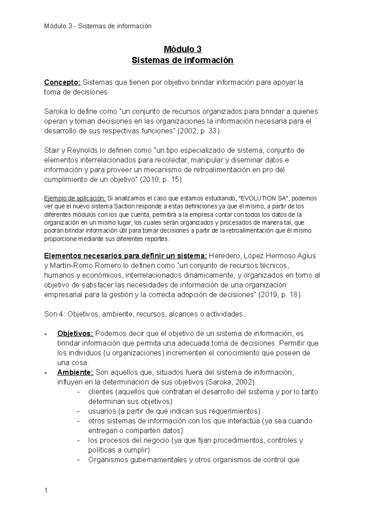 Resumen modulo 3 - Módulo 3 Sistemas de información Concepto: Sistemas que tienen por objetivo ...