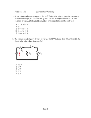 Equation Sheet p212 fall2024 Midterm 1 - Physics 212 Equation Sheet ...