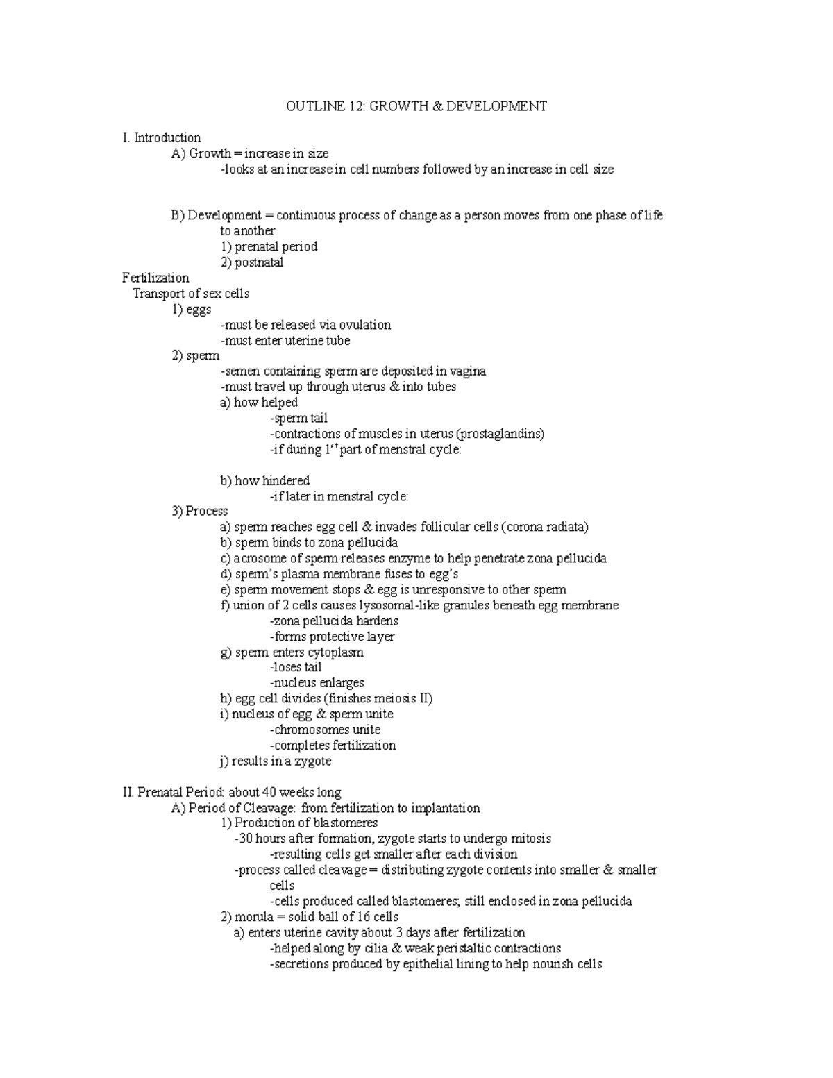 BIO108outline 12 for you to enjoy! - OUTLINE 12: GROWTH & DEVELOPMENT I ...