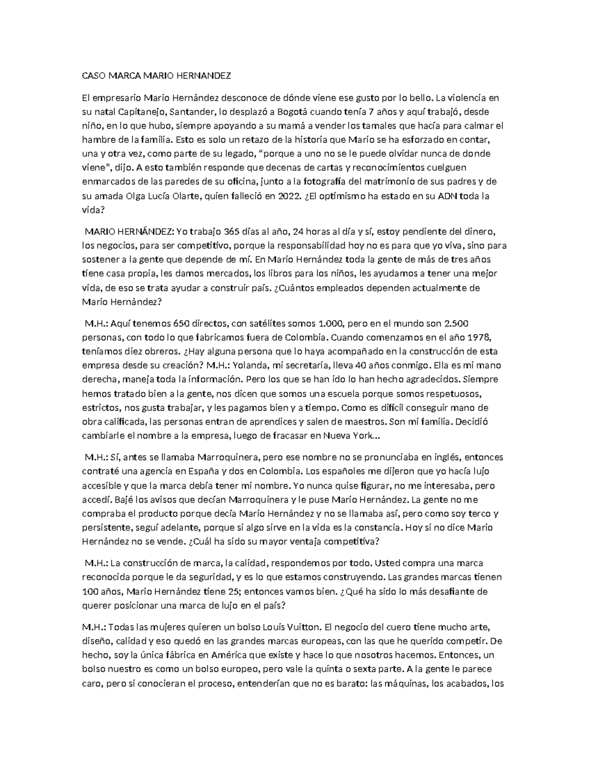 CASO Marca Mario Hernandez - CASO MARCA MARIO HERNANDEZ El empresario ...