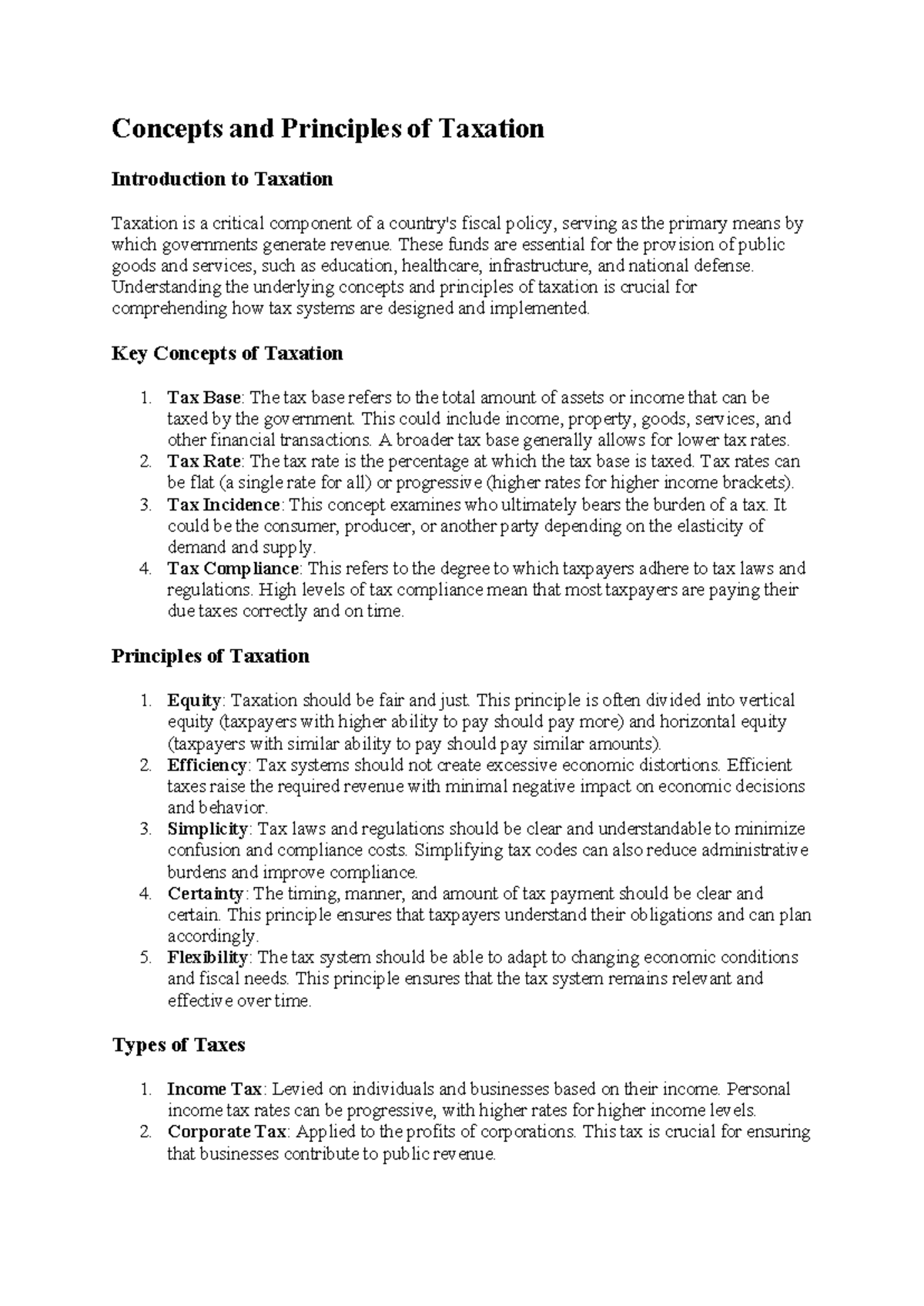 Draft Concepts and Principles of Taxation - Concepts and Principles of ...