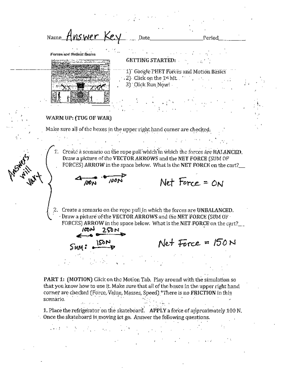 Forces simulation - answer key to notes - Studocu