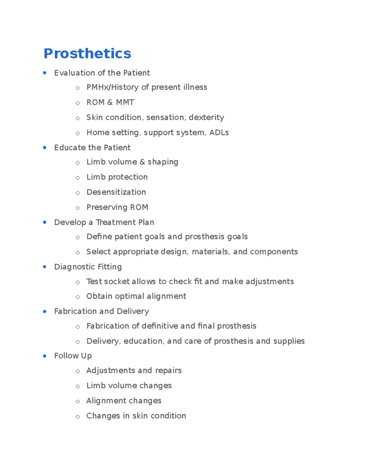 Prosthetics - Lecture notes on prosthetic devices, phases of ...
