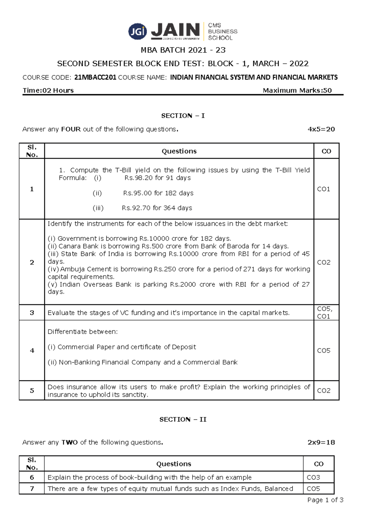 Block-1- FS QP - b cb cb - MBA BATCH 2021 - 23 SECOND SEMESTER BLOCK ...