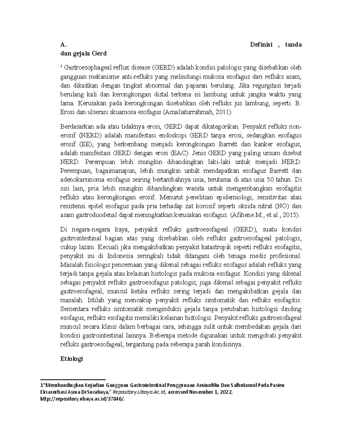 Definisi , tanda dan gejala Gerd - A. Definisi , tanda dan gejala Gerd ...