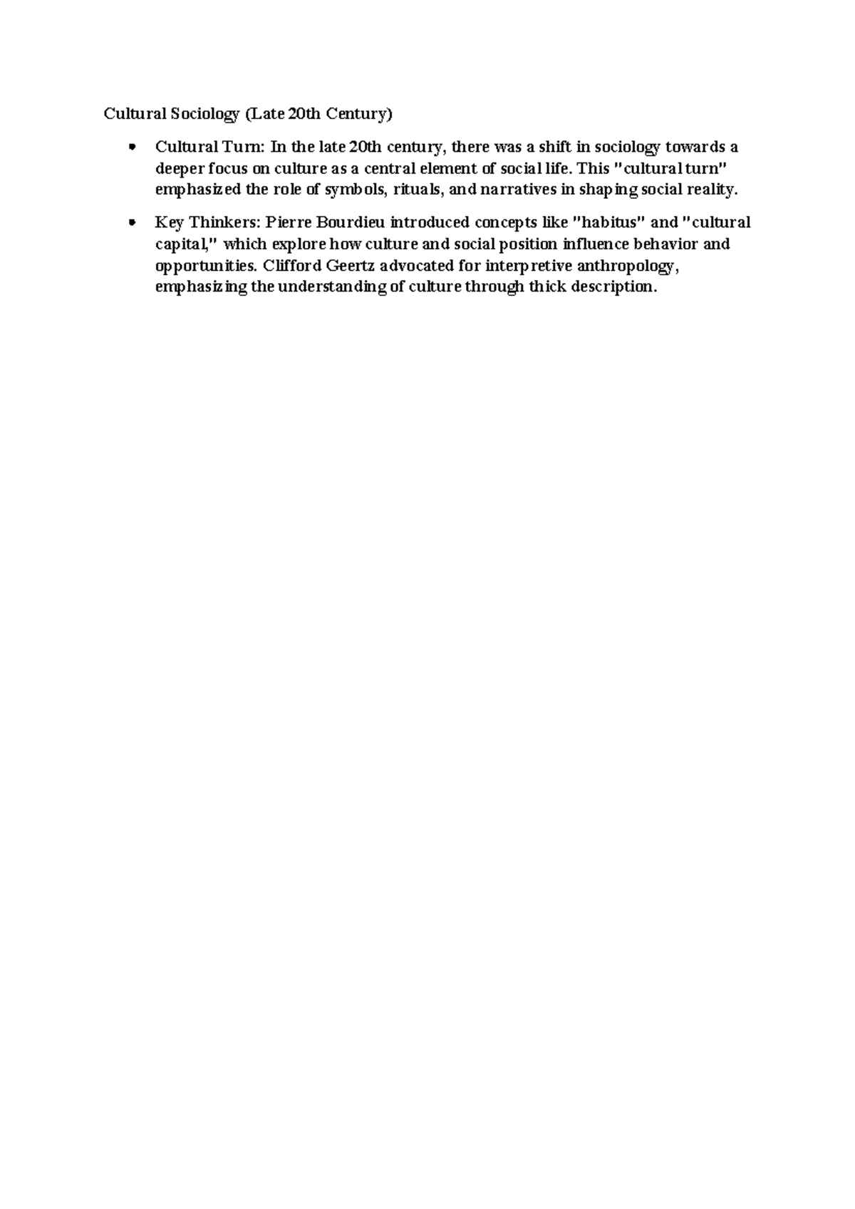 Cultural Sociology (Late 20th Century) - This "cultural turn ...