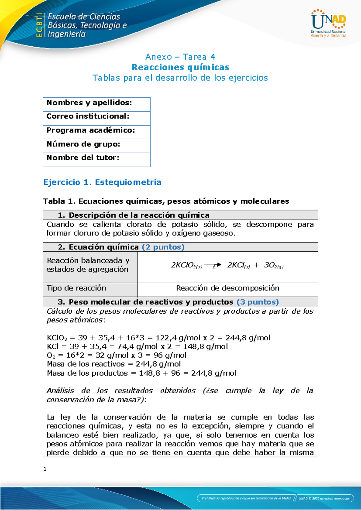 Anexo - Tarea 4 final - Anexo – Tarea 4 Reacciones químicas Tablas para el desarrollo de los ...