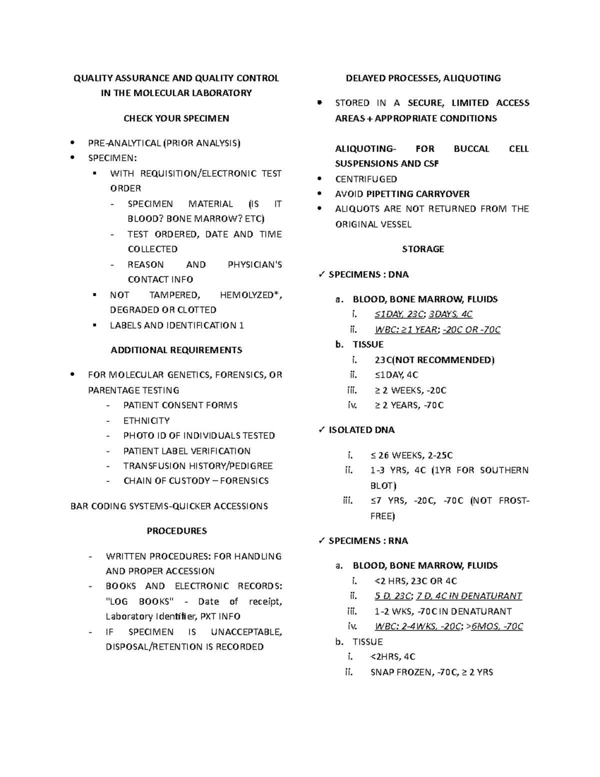 QA-QC- Molbio-LAB - Copy - QUALITY ASSURANCE AND QUALITY CONTROL IN THE ...