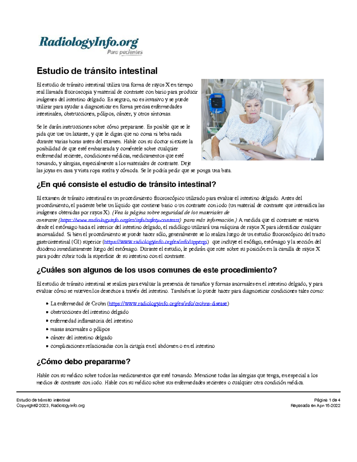 Small bowel follow thru - Estudio de tránsito intestinal El estudio de ...