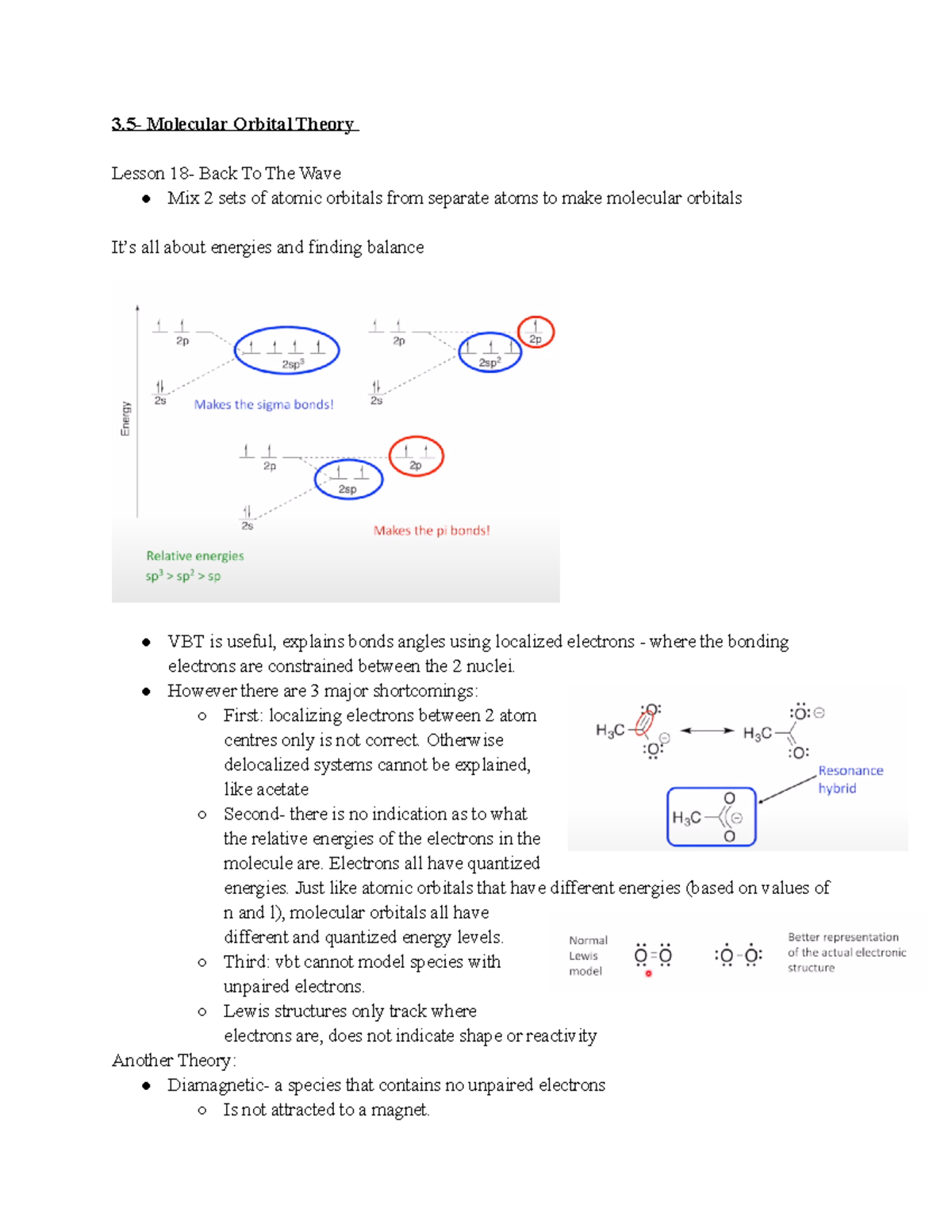 chem 1301 module 3.5 - 3- Molecular Orbital Theory Lesson 18- Back To The Wave Mix 2 sets of ...