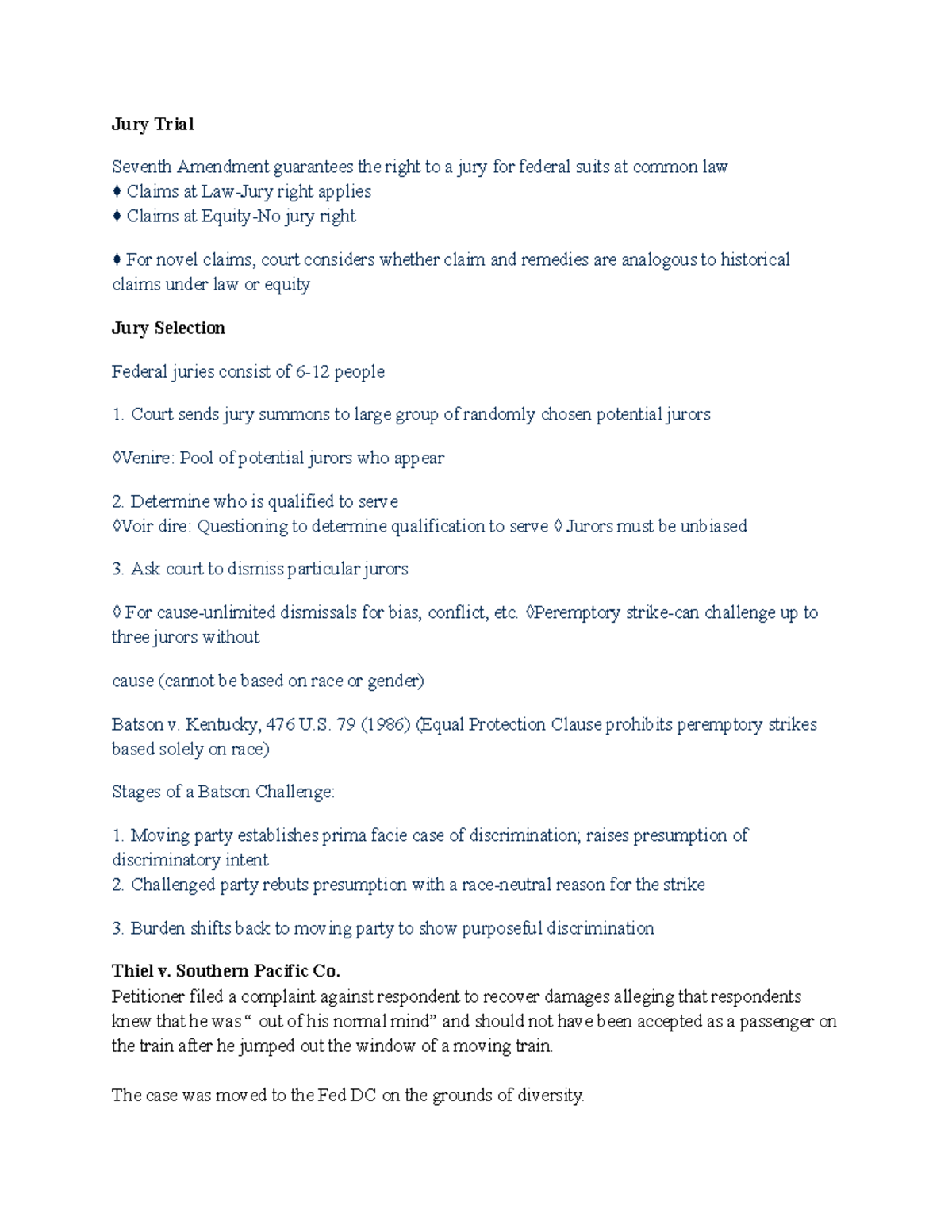 Jury - Jury - Jury Trial Seventh Amendment guarantees the right to a jury for federal suits at ...