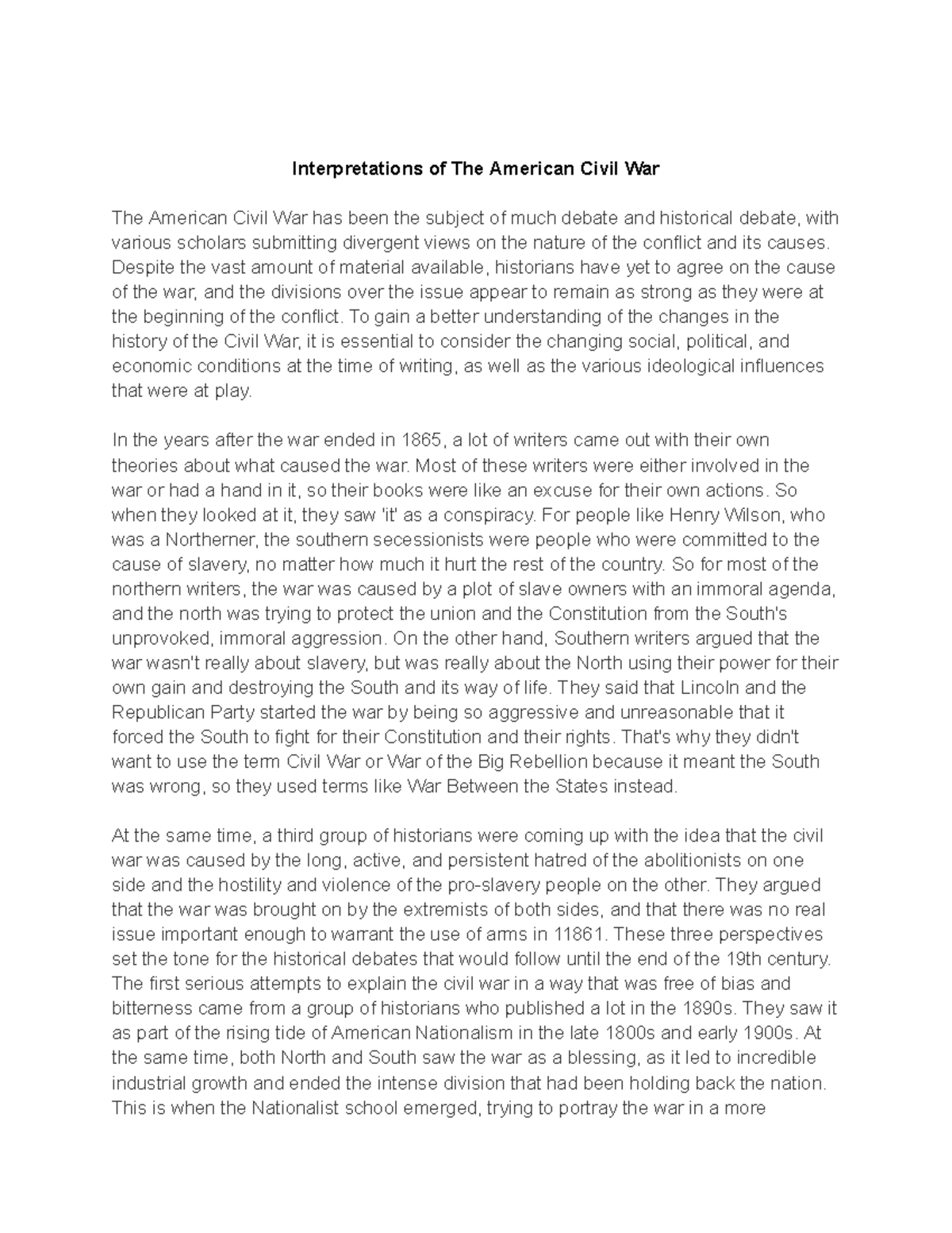Interpretations of the American Civil War - Despite the vast amount of ...
