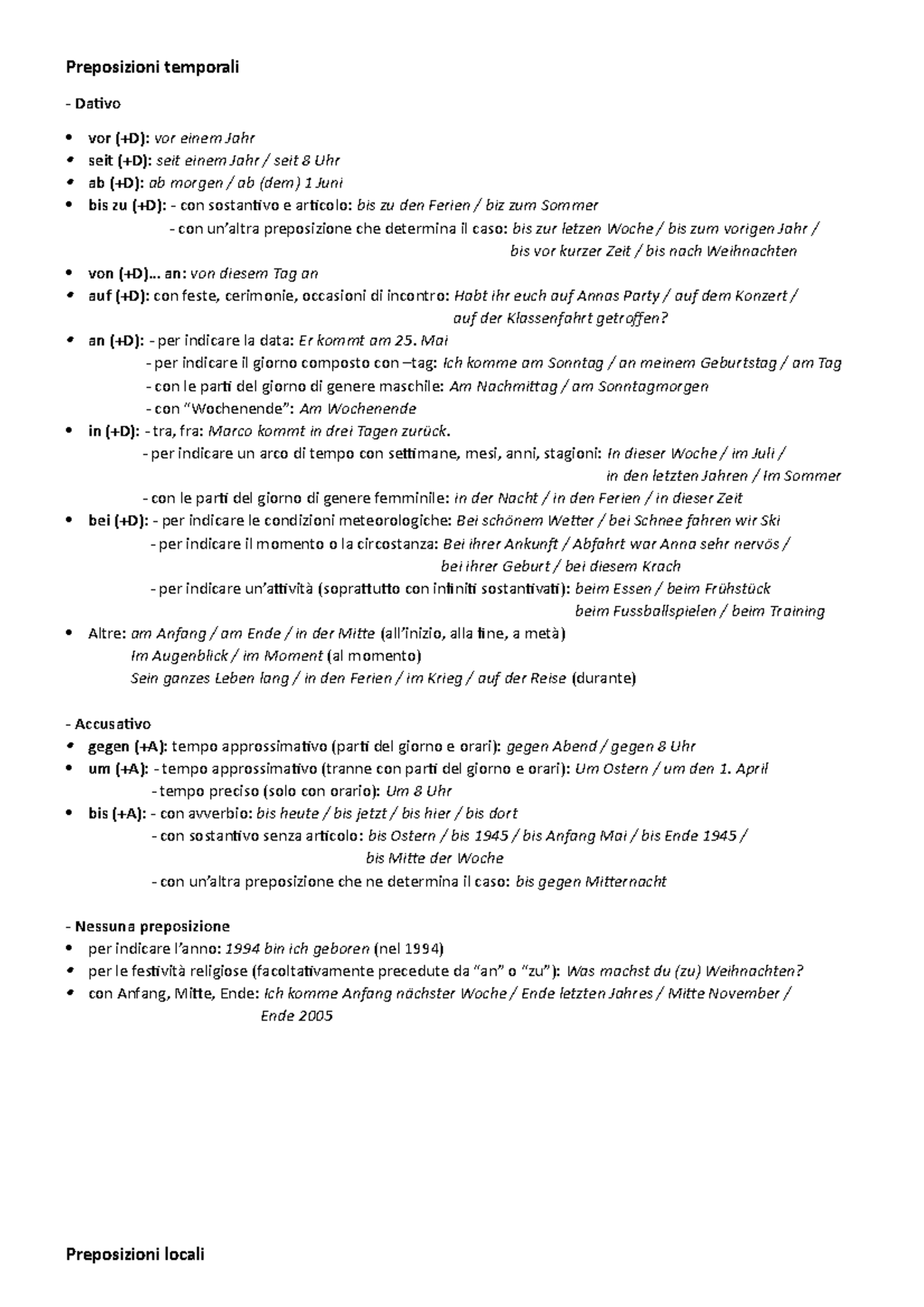 Preposizioni tedesco - Preposizioni temporali - Dativo vor (+D): vor ...