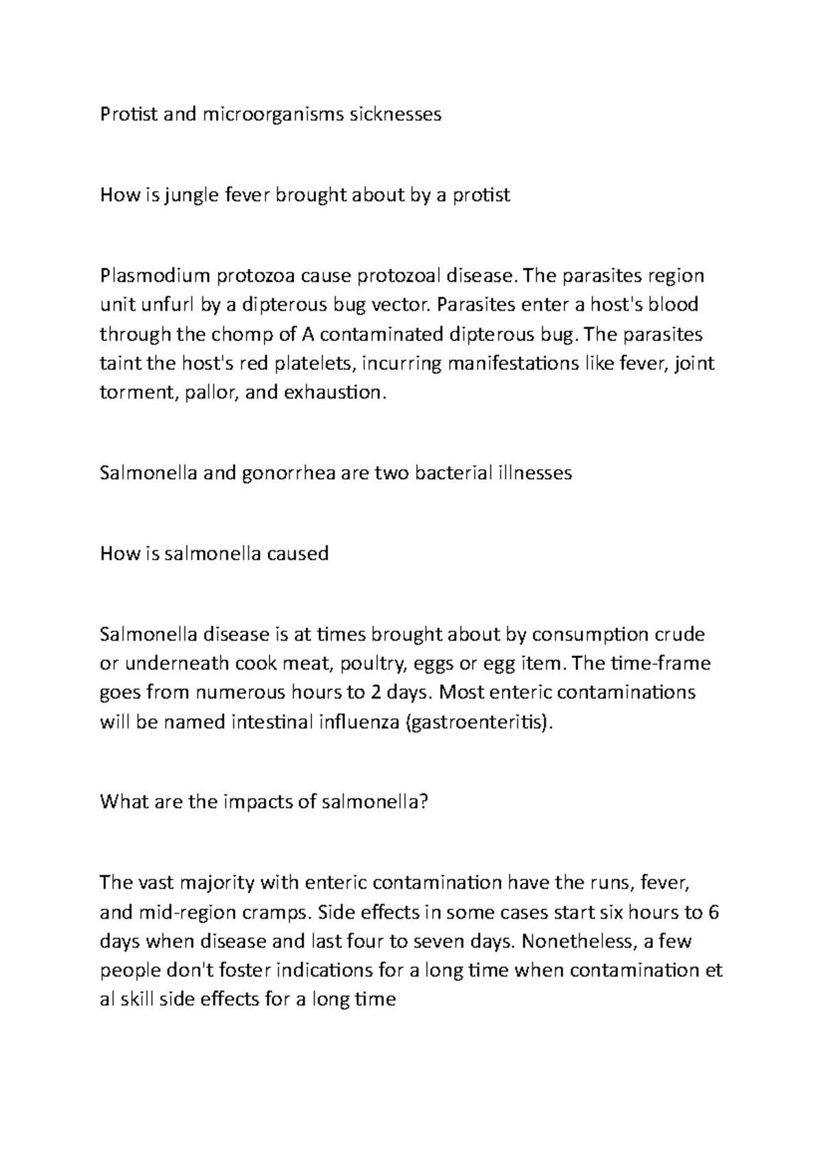 Protist and bacteria diseases - Protist and microorganisms sicknesses ...