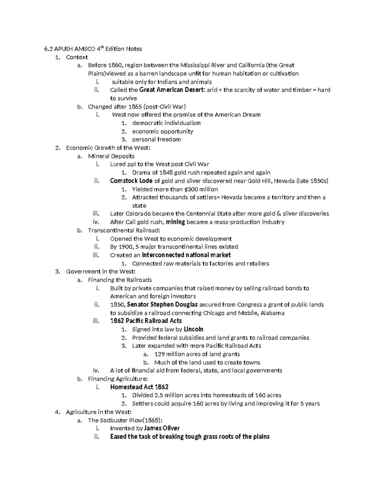 AMSCO 4th Edition 6.2 Notes - 6 APUSH AMSCO 4th Edition Notes 1 ...