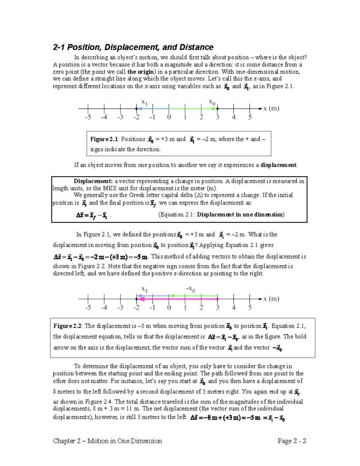 Position Displacement And Distance - With one-dimensional motion, we ...