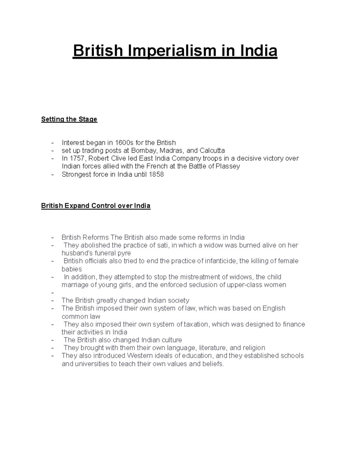 British Imperialism in India - British Imperialism in India Setting the ...