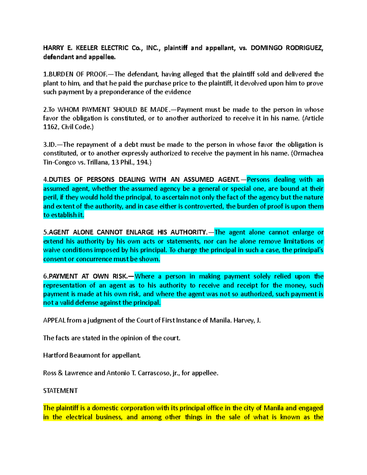 Harry E. Keller ELEC. CO VS. Rodriguez 44 PHIL. 19 - HARRY E. KEELER ...