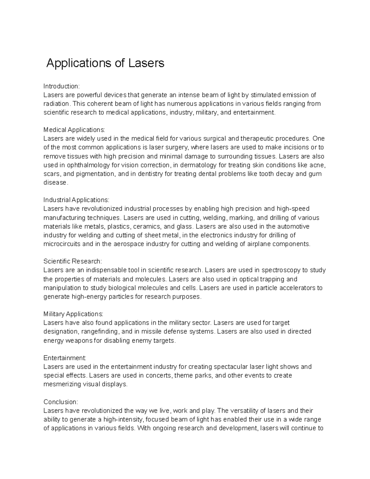 General Physics III (PHY-2040) Lecture 48 - Applications of Lasers - Applications of Lasers ...