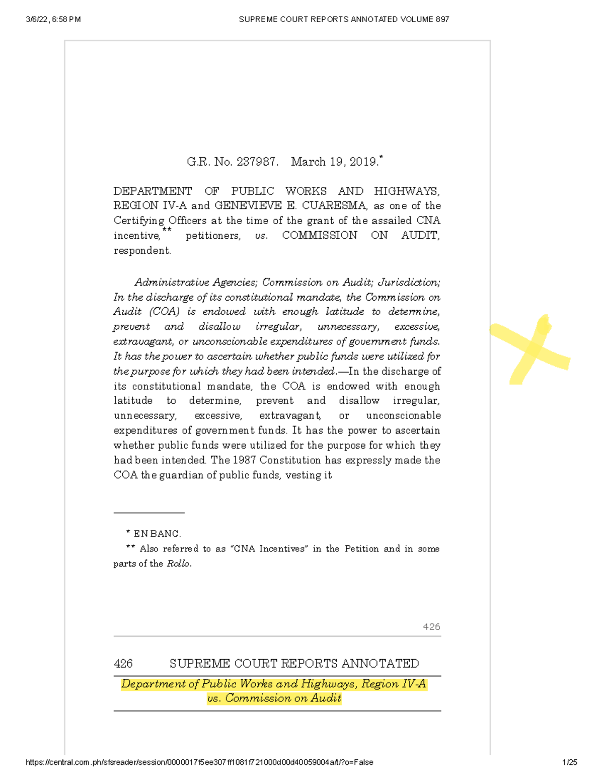 11. DPWH vs COA - escra - G. No. 237987. March 19, 2019.* DEPARTMENT OF ...