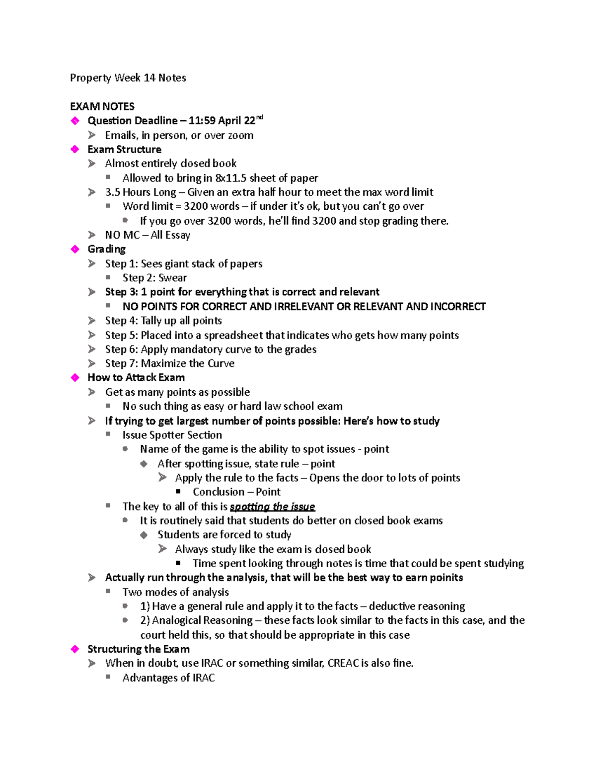 Property Week 14 Notes - Property Week 14 Notes EXAM NOTES Question ...