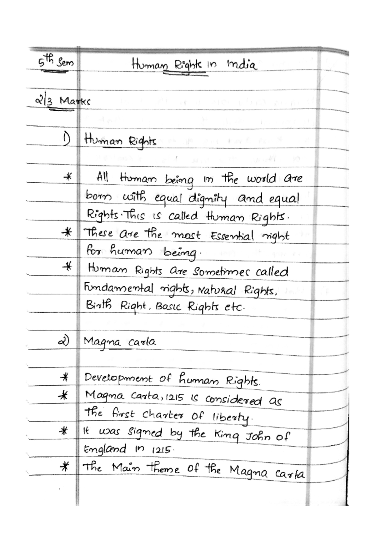 5th Sem Human Rights full notes - 5th Sem Human Rights in India Marks 1 ...