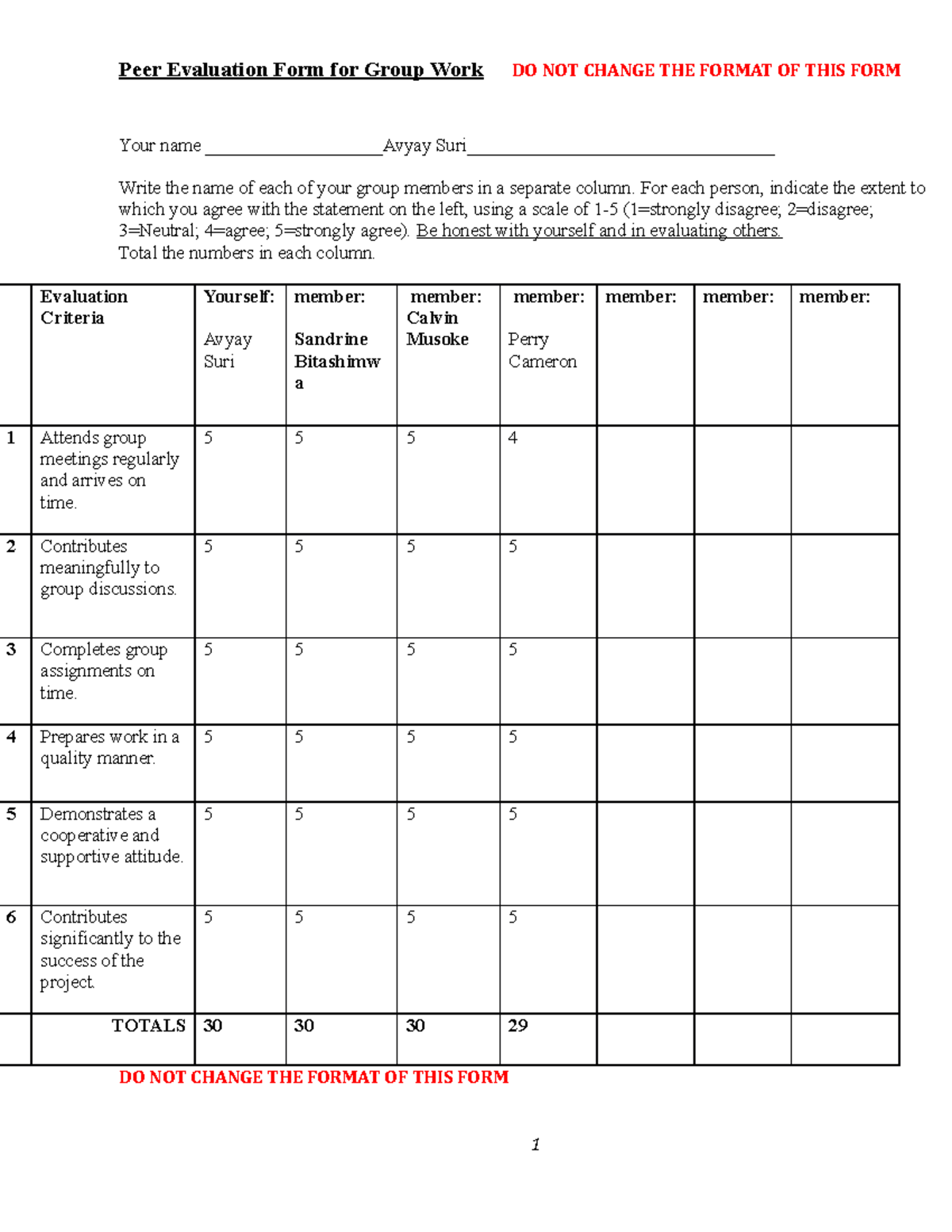 Peer Eval-Group Project-form - Peer Evaluation Form for Group Work DO ...