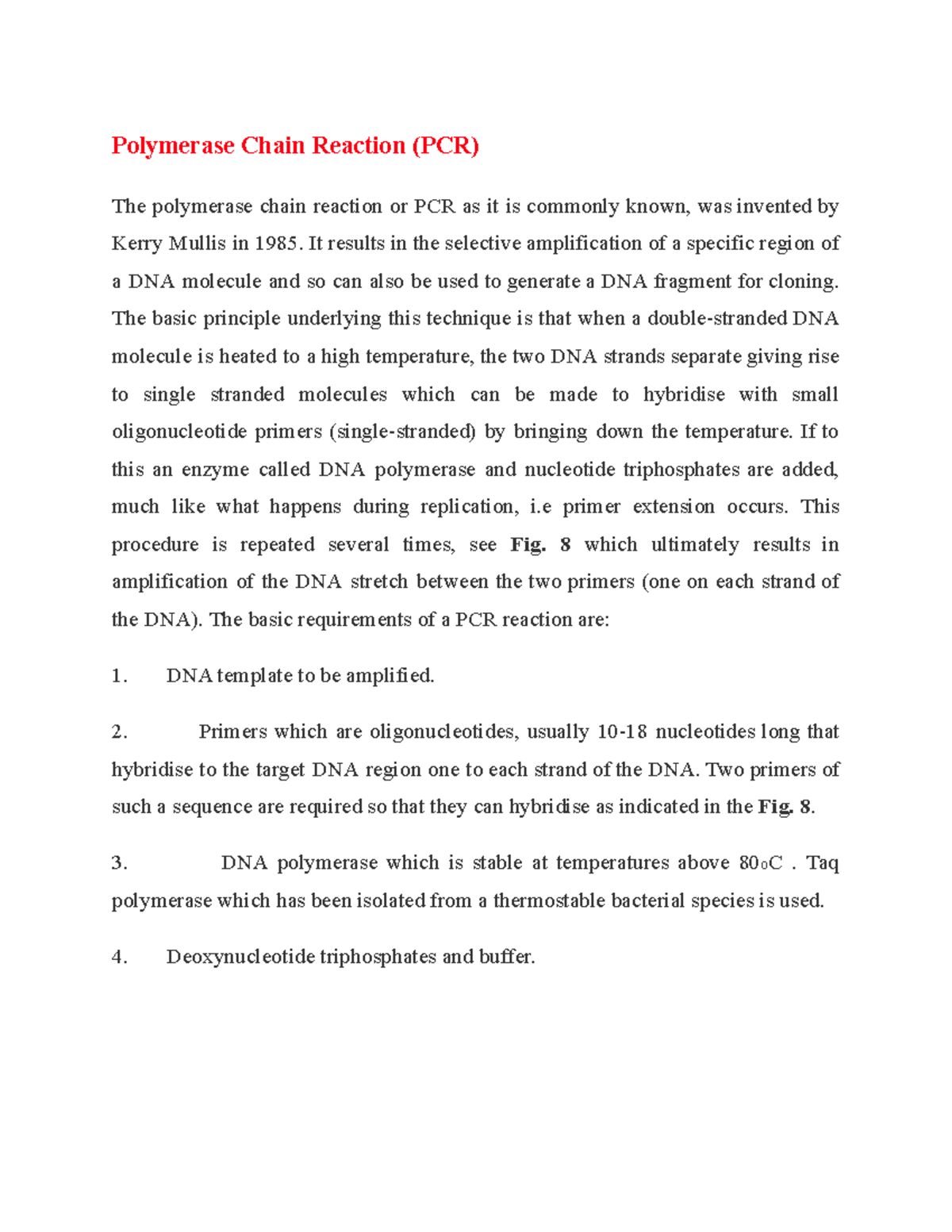 PCR - Polymerase Chain Reaction - Polymerase Chain Reaction (PCR) The ...
