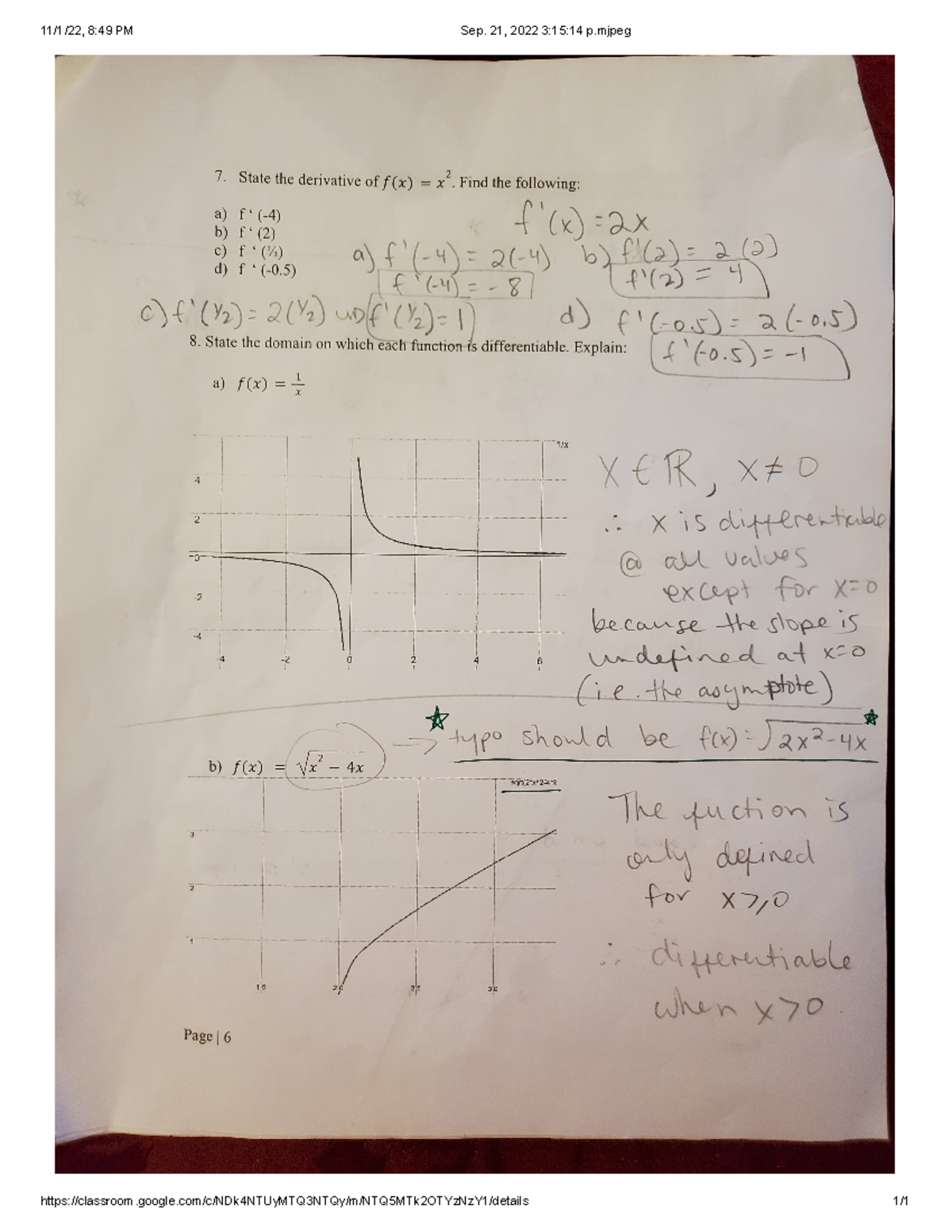 MCV4U Practice test 1 page 8 - Math 1Ls3 - 11/1/22, 8:49 PM Sep. 21 ...