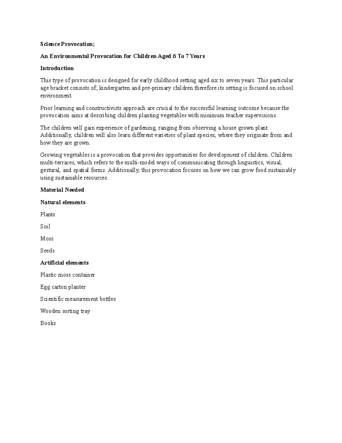 Science Provocation - This particular age bracket consists of ...