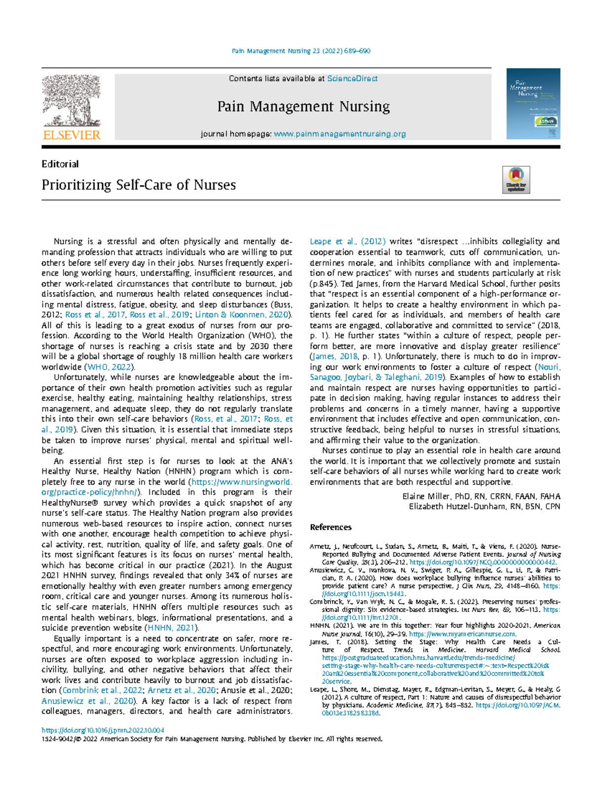 1-s2.0-S1524904222001 965-main - Pain Management Nursing 23 (2022) 689 ...