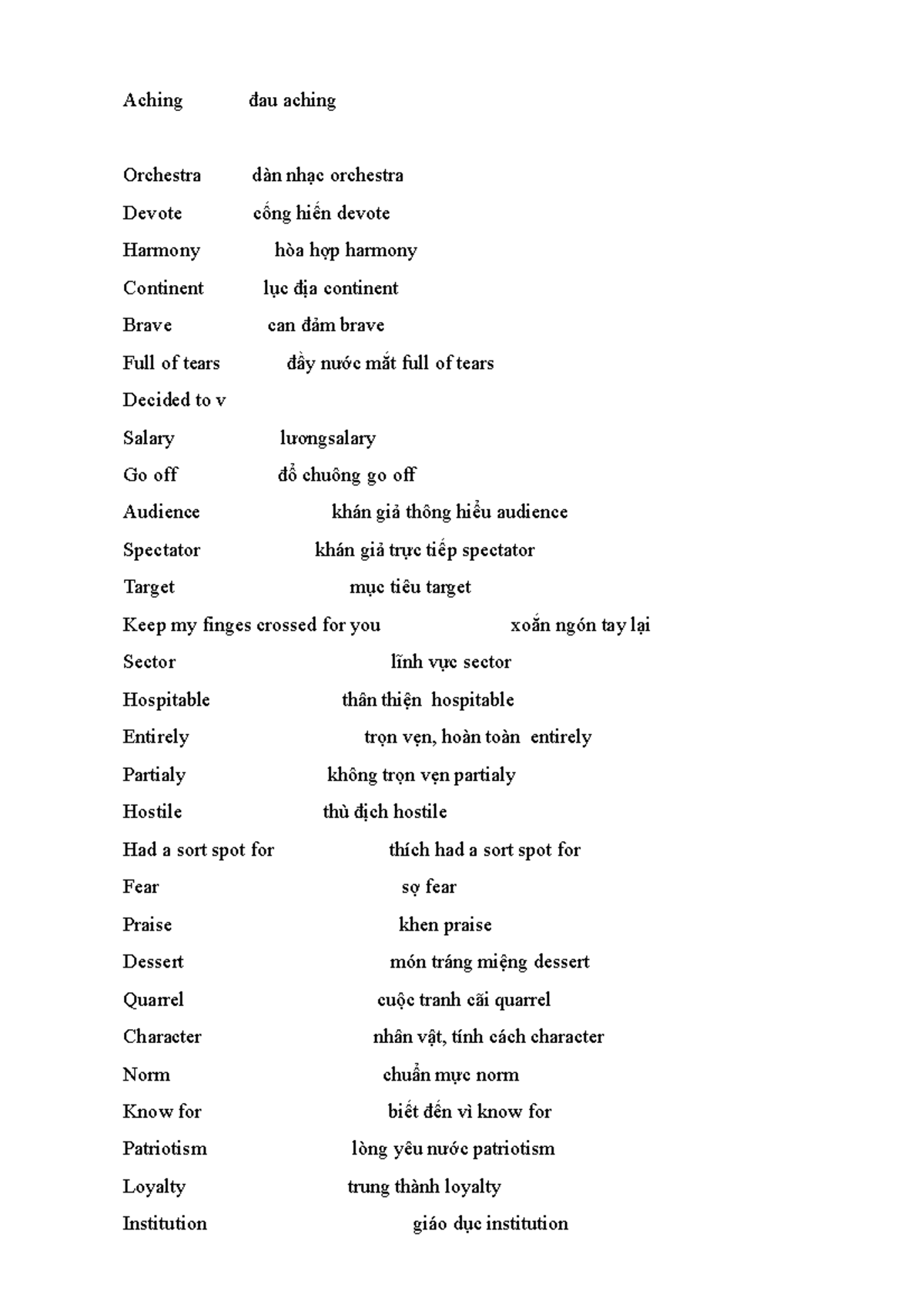 Từ mới tiếng anh - jhggh - Aching đau aching Orchestra dàn nhạc ...