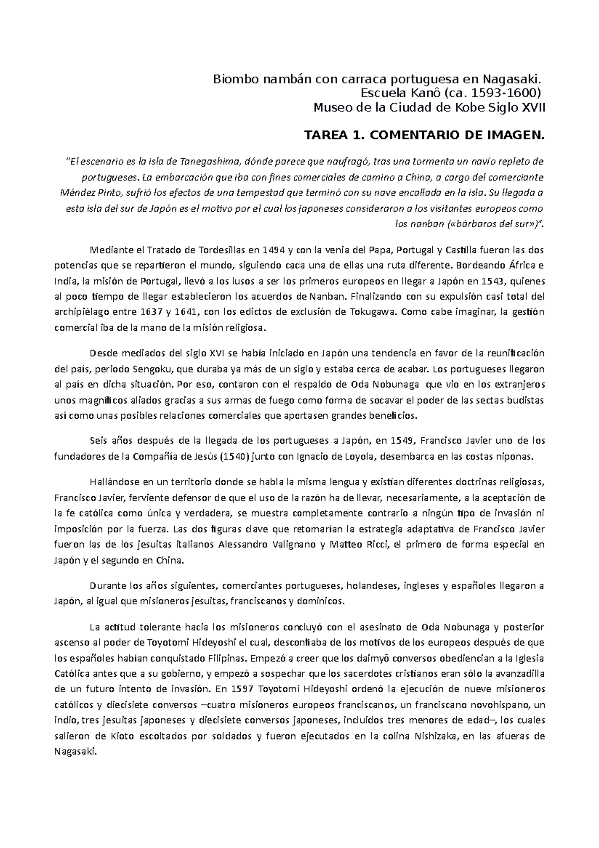 PEC 1 2018 - Comentario imágen: Biombo nambán con carraca portuguesa en ...