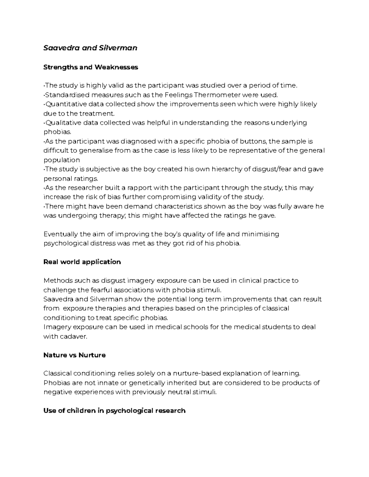 Psychology Questions - Saavedra and Silverman Strengths and Weaknesses ...