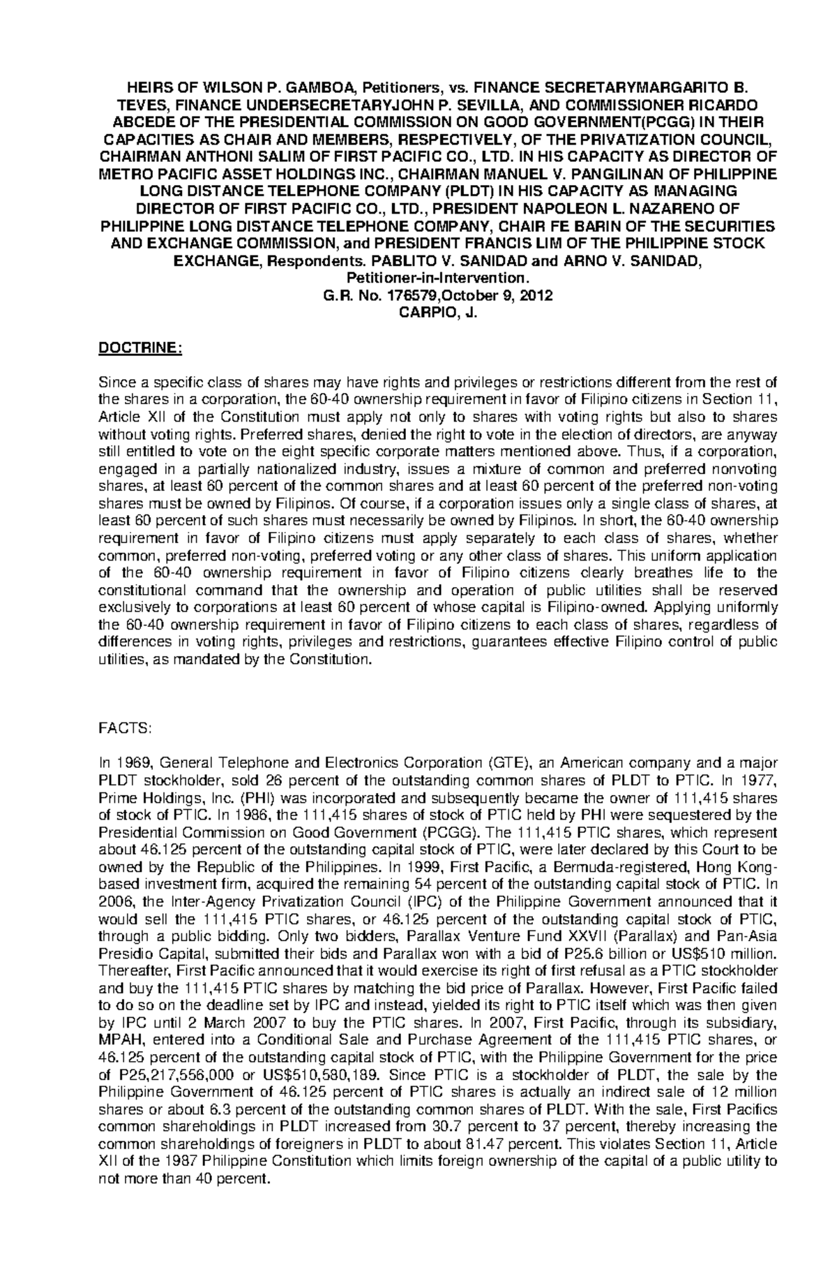 Scribd - used for lecture jn law subjects - HEIRS OF WILSON P. GAMBOA ...