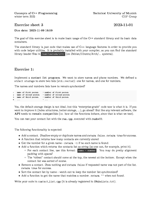 Exercises-Sheet 10 - Concepts of C++ Programming Technical University ...